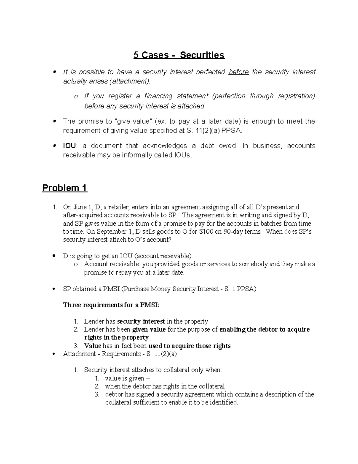5 Practice Cases - 5 Cases - Securities It is possible to have a ...