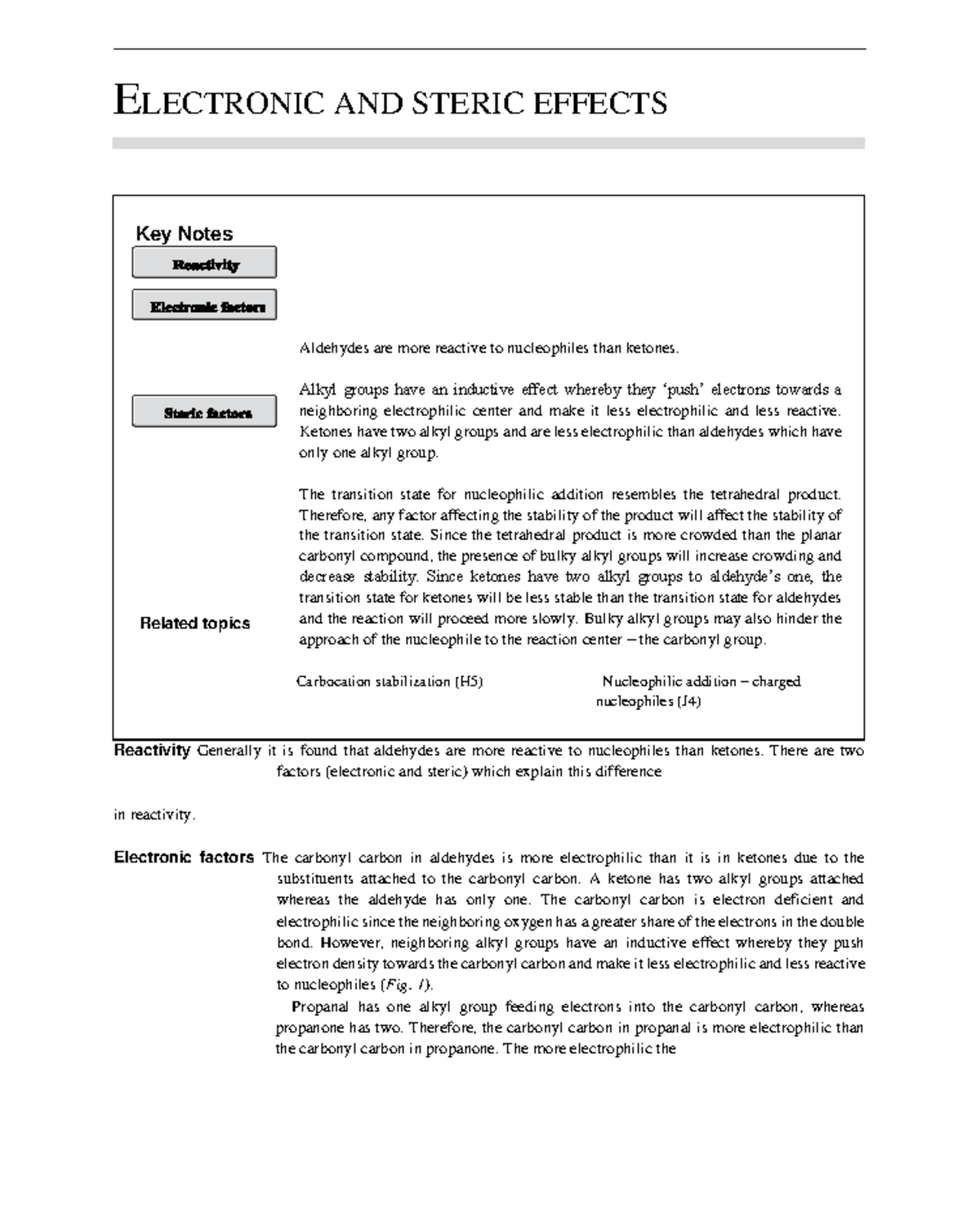Electronic AND Steric Effects - ELECTRONIC AND STERIC EFFECTS Key Notes ...