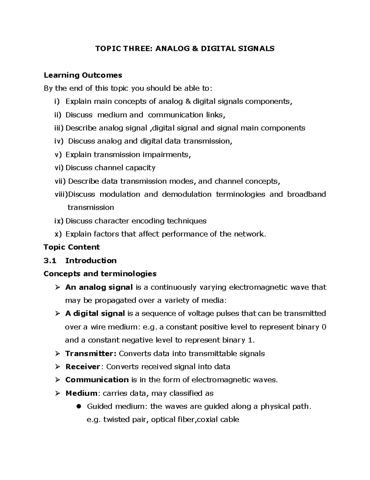 Analog And Digital Signals Topic Three Analog And Digital Signals Learning Outcomes By The End