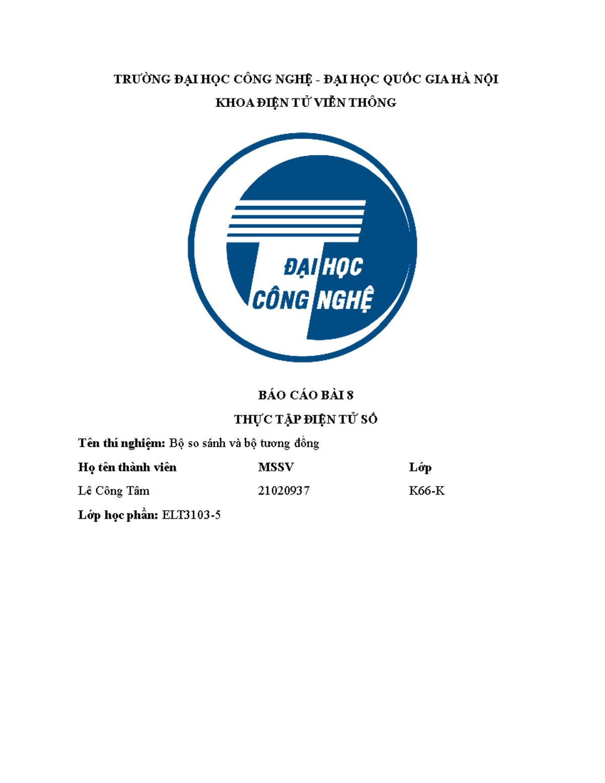 Le Cong Tam 21020937 Bai8 - TRƯỜNG ĐẠI HỌC CÔNG NGHỆ - ĐẠI HỌC QUỐC GIA ...