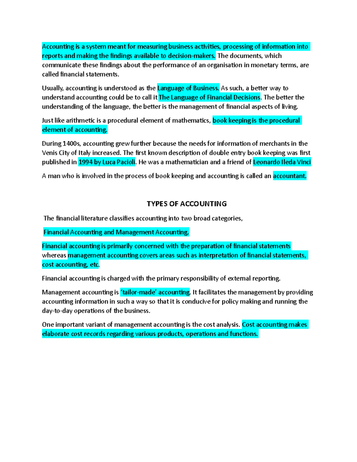 Accounting - ASSIGNMENT - Accounting is a system meant for measuring ...