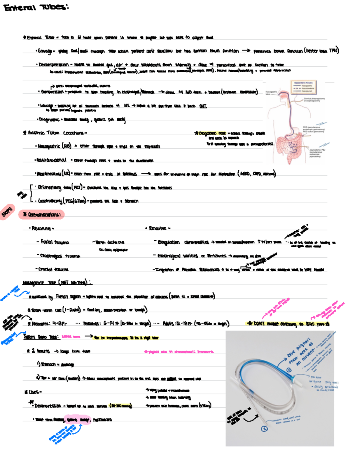 Enteral Tube Notes - Practice - Enteral Tubes : * Enteral Tube ~ tube ...