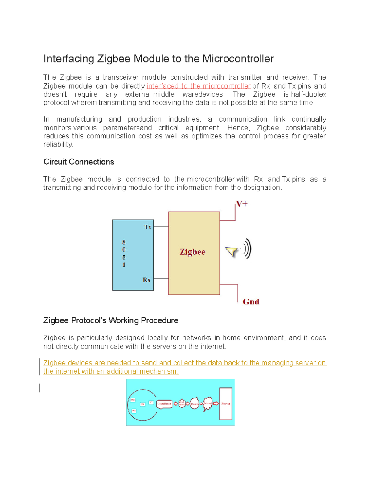 Interfacing Zigbee Module to the Microcontroller - The Zigbee module ...