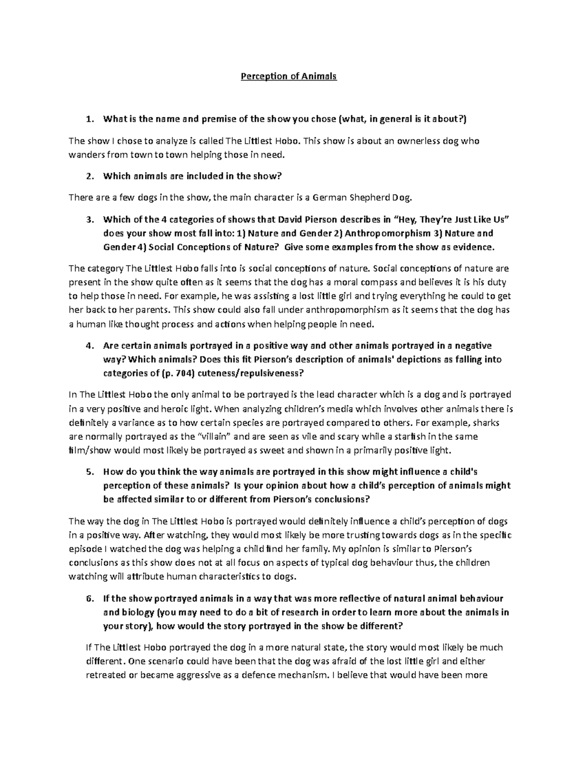 Perception of Animals - Lecture notes 6 - Perception of Animals 1. What ...