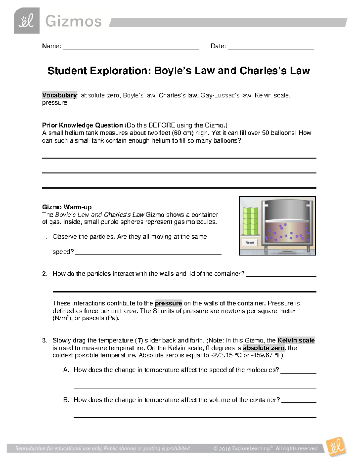 Chemistry - Boyles and Charles Law - Name ...