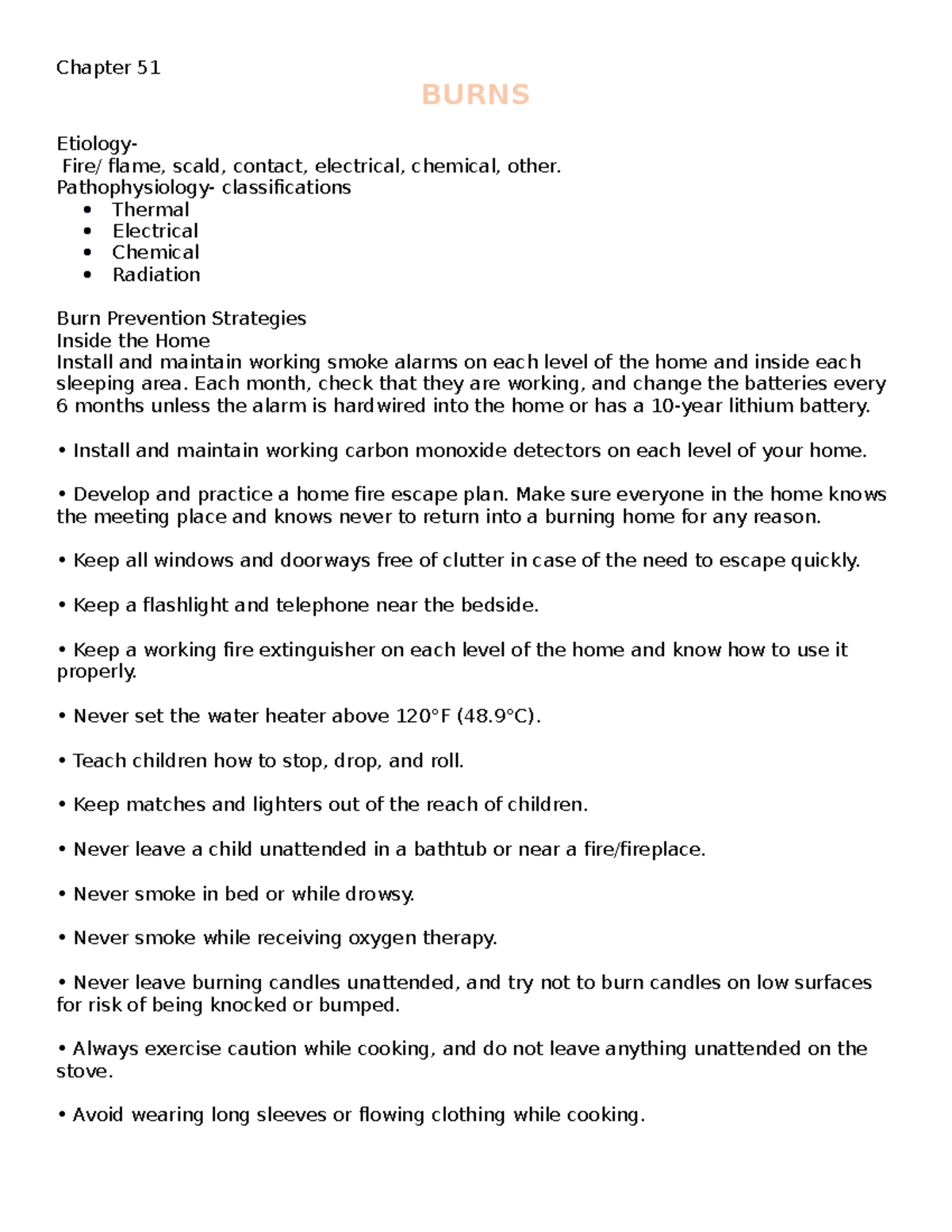 Chapter 70 Emergency - Exam 4 study guide burns - Chapter 51 BURNS ...