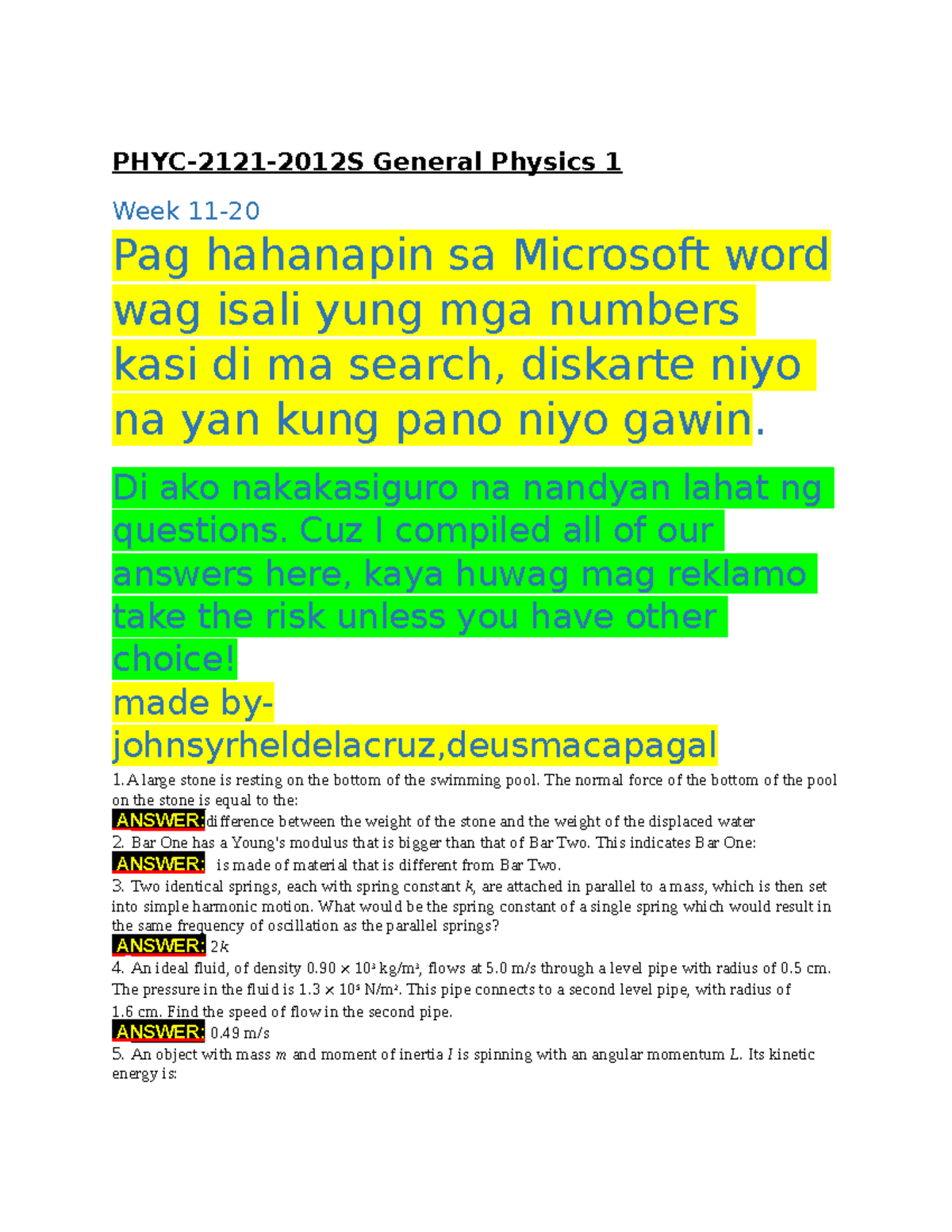 PHYC 2121 source General Physics 1 - PHYC-2121-2012S General Physics 1 ...