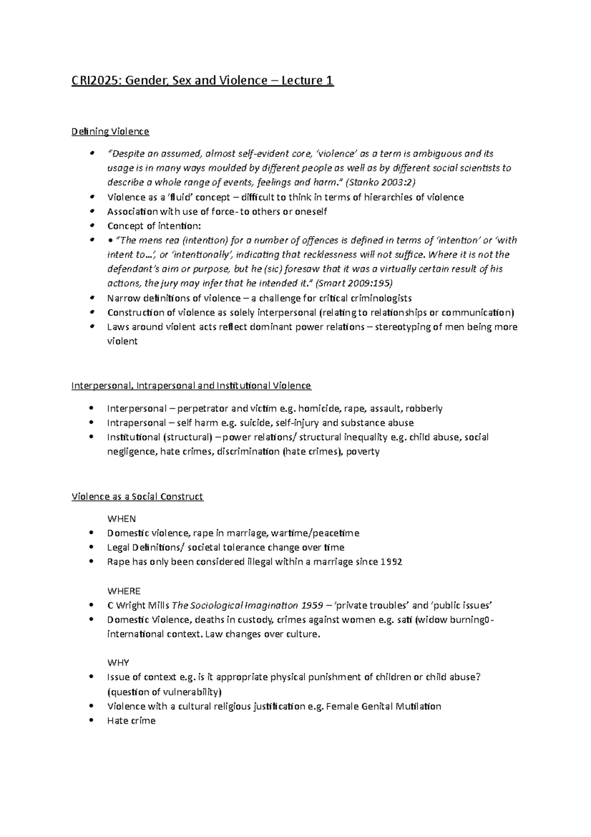 CRI2025 Lecture 1 - Dr Clare Kinsella - CRI2025 - EdgeHill - Studocu