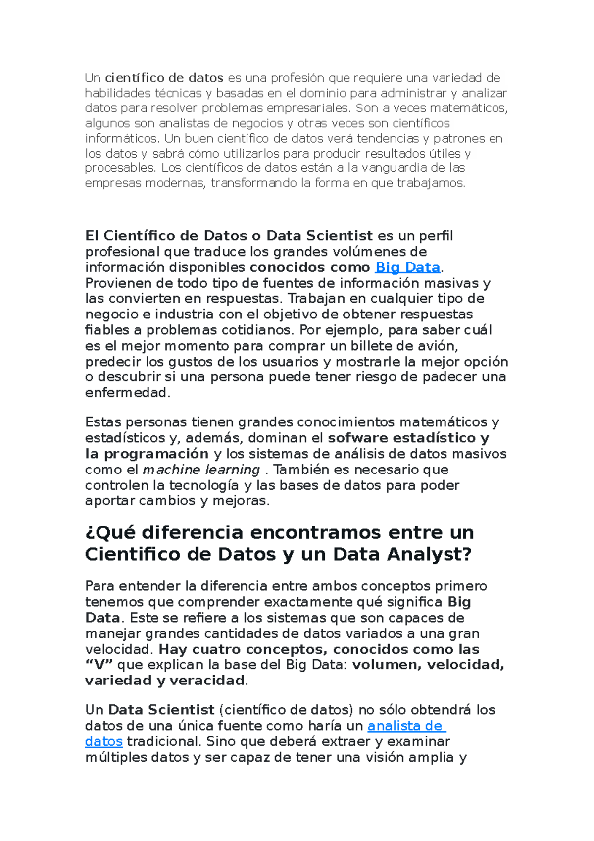Cientifico de datos - Un científico de datos es una profesión que ...