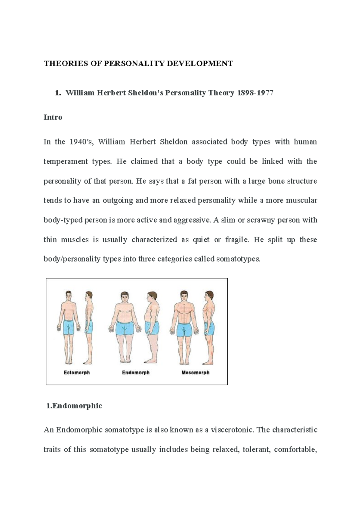 Lesson 10- Theories OF Personality Development - THEORIES OF ...
