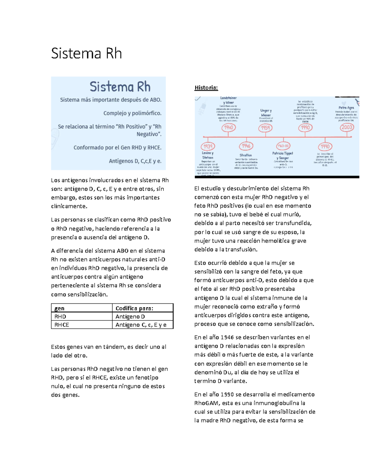 PDFclase 9-Sistema Rh - Medicina T - Sistema Rh Los antígenos involucrados en el sistema Rh son ...