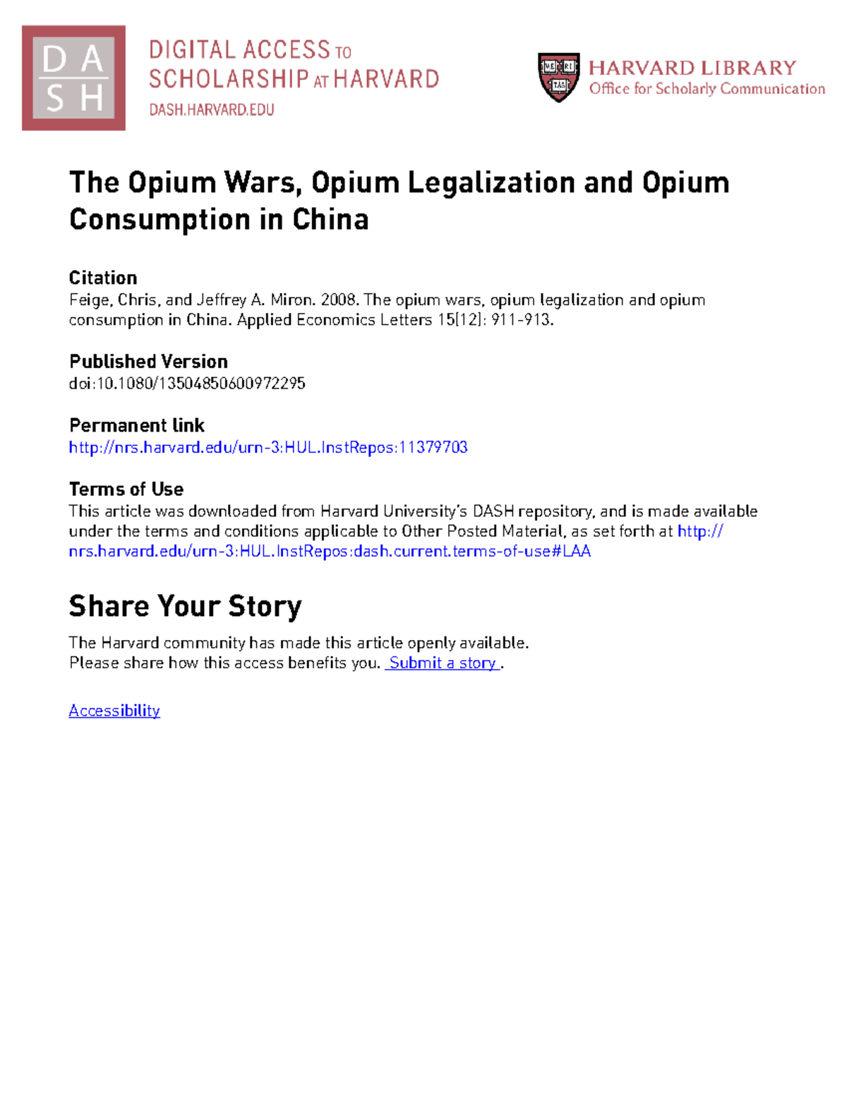 Miron-opium-wars - The Opium Wars, Opium Legalization and Opium ...
