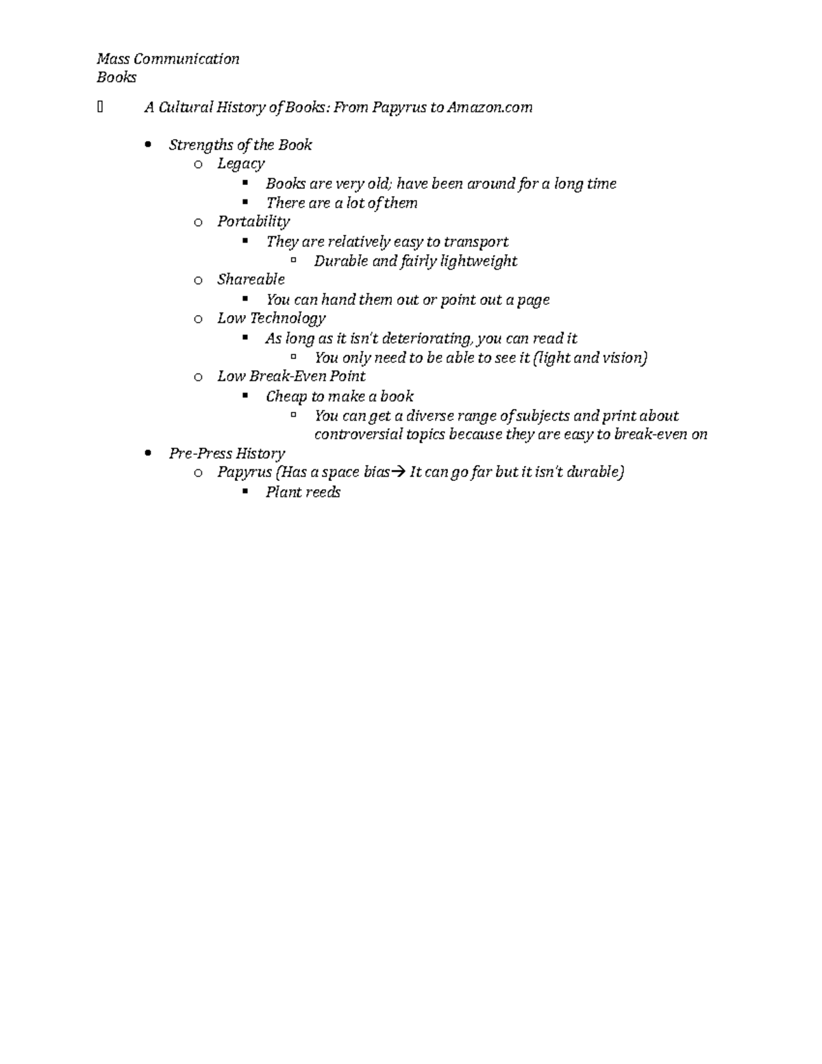 Books - Nicholas Maradin Final Review by topic - Mass Communication ...