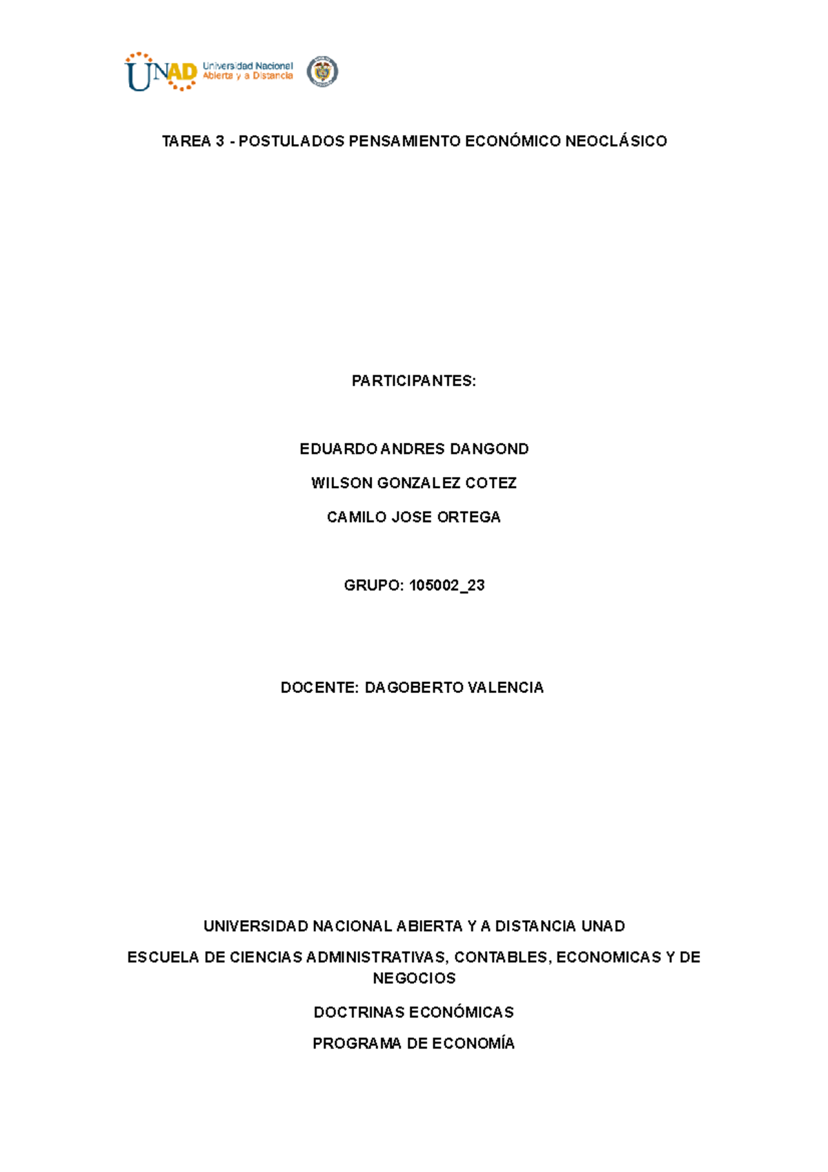 Tarea 3 105002 23 - nonononon - TAREA 3 - POSTULADOS PENSAMIENTO ...