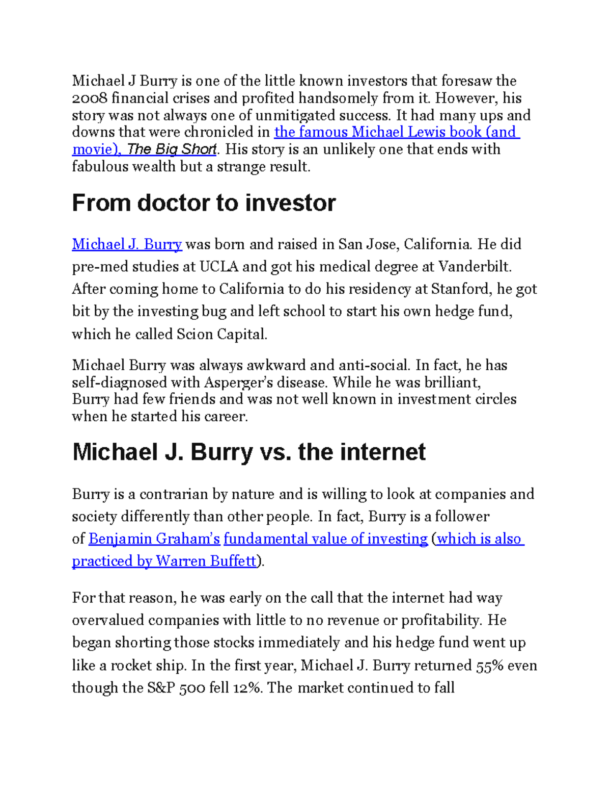 Dr.MJ Burry - Michael J Burry is one of the little known investors that ...