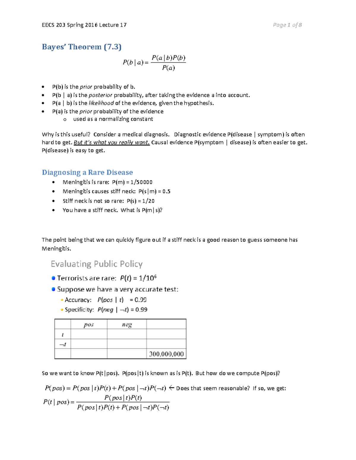 Review Bayes' and start recurrsion - Bayes’ Theorem (7) P(b) is the prior probability of b. P(b ...