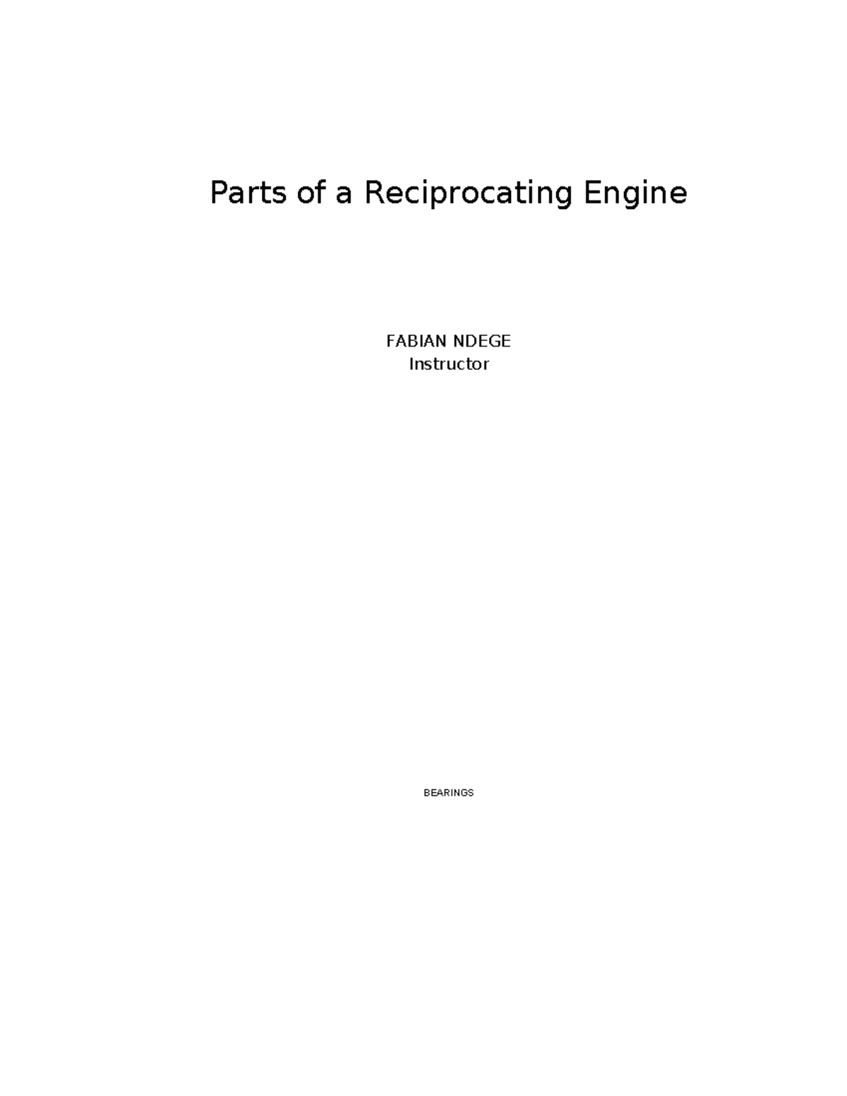 Parts of a Reciprocating Engine - Parts of a Reciprocating Engine ...