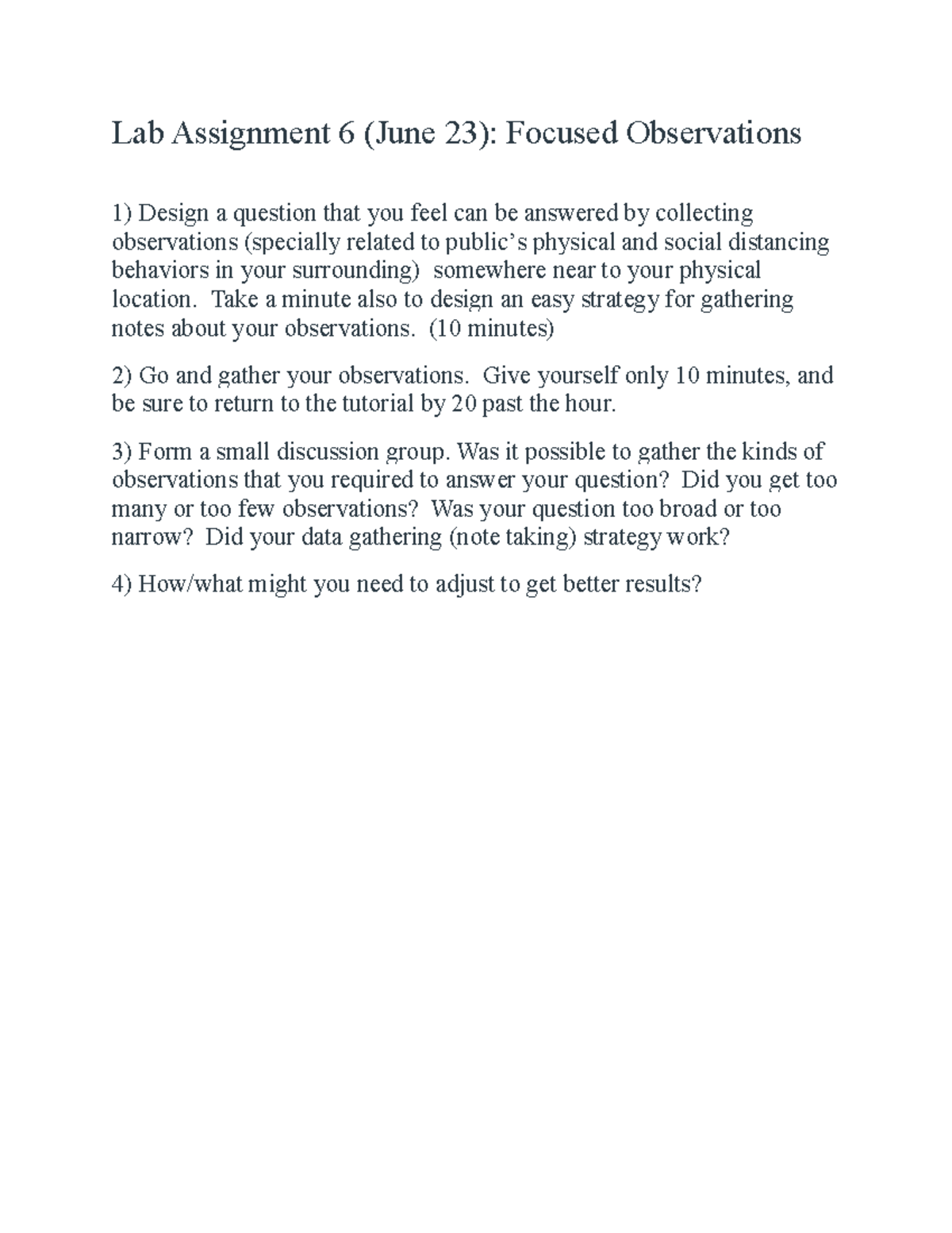 Lab Assignment 6 (June 23): Focused Observations - Lab Assignment 6 (June 23): Focused ...