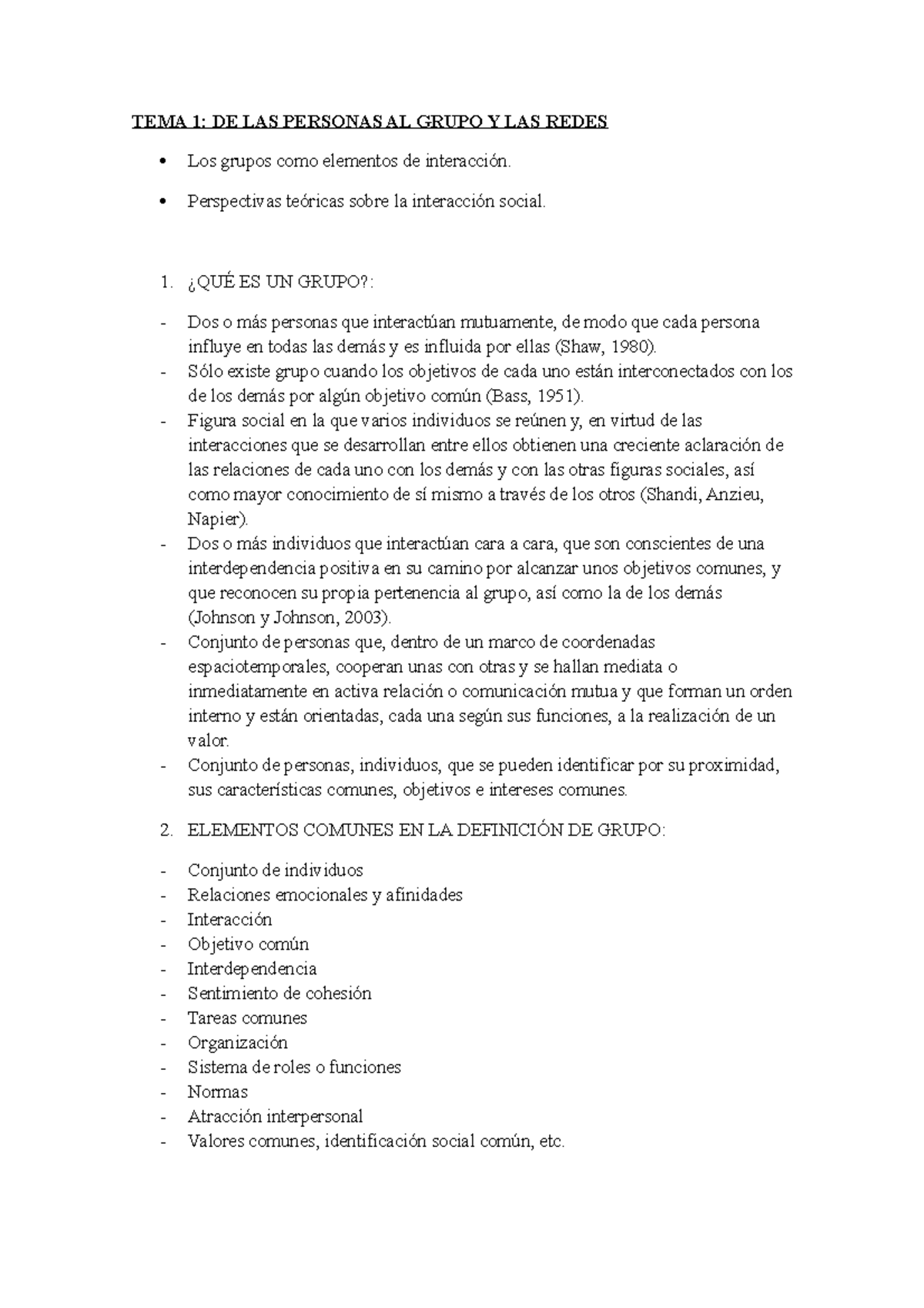 TEMA 1 - tema 1 - TEMA 1: DE LAS PERSONAS AL GRUPO Y LAS REDES Los ...