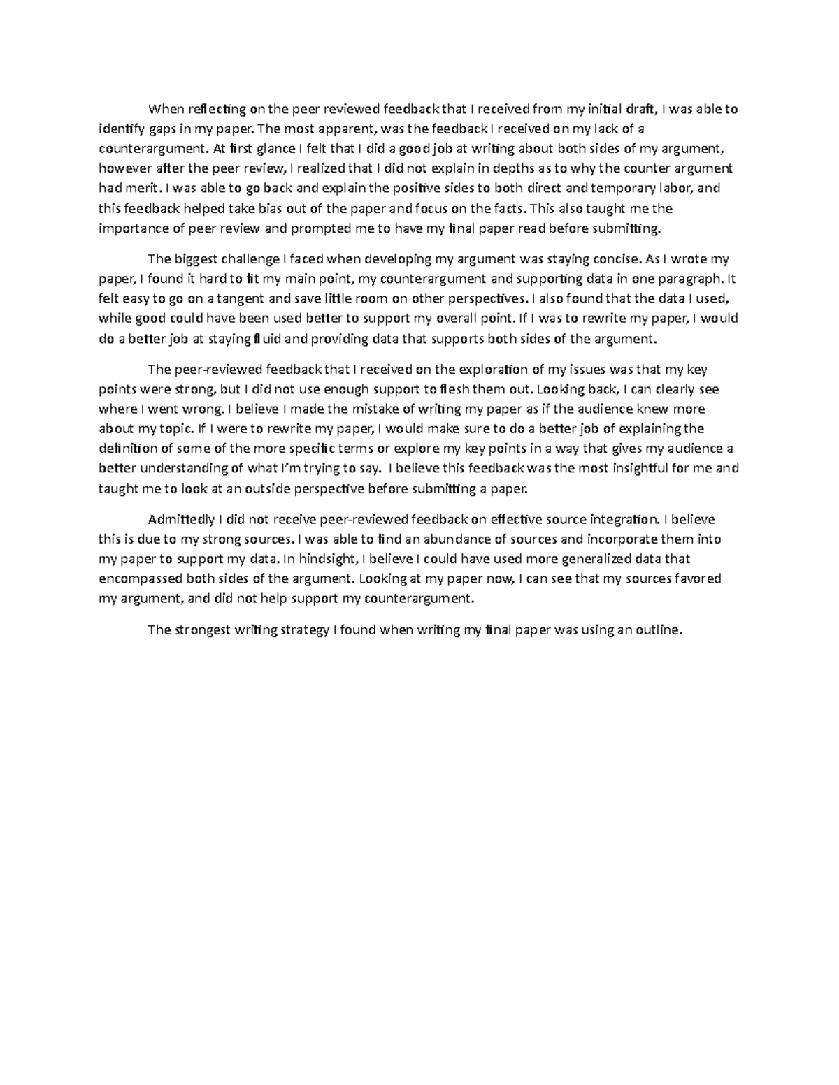 8-2 Reflection ENG 123 RECIEVED AN A+ - When reflecting on the peer ...