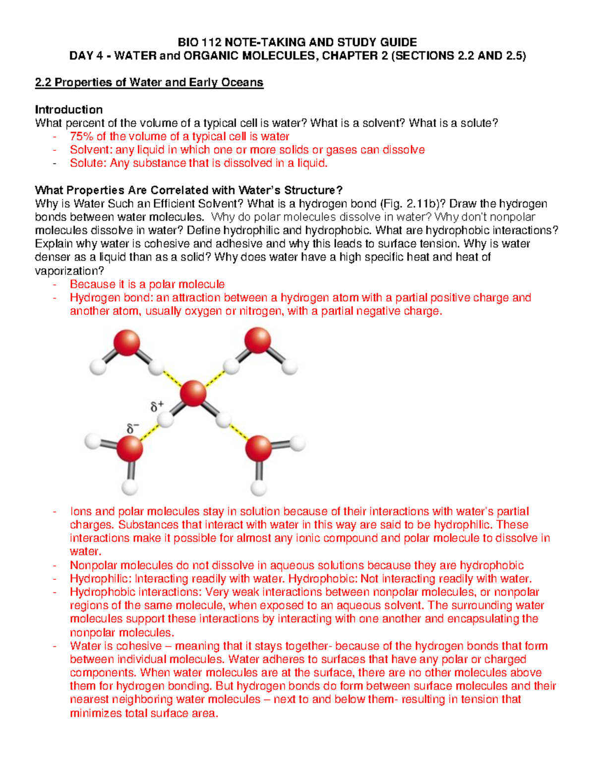 Day 4 Note Taking Guide Chapter 2-2, 5 - BIO 112 NOTE-TAKING AND STUDY ...