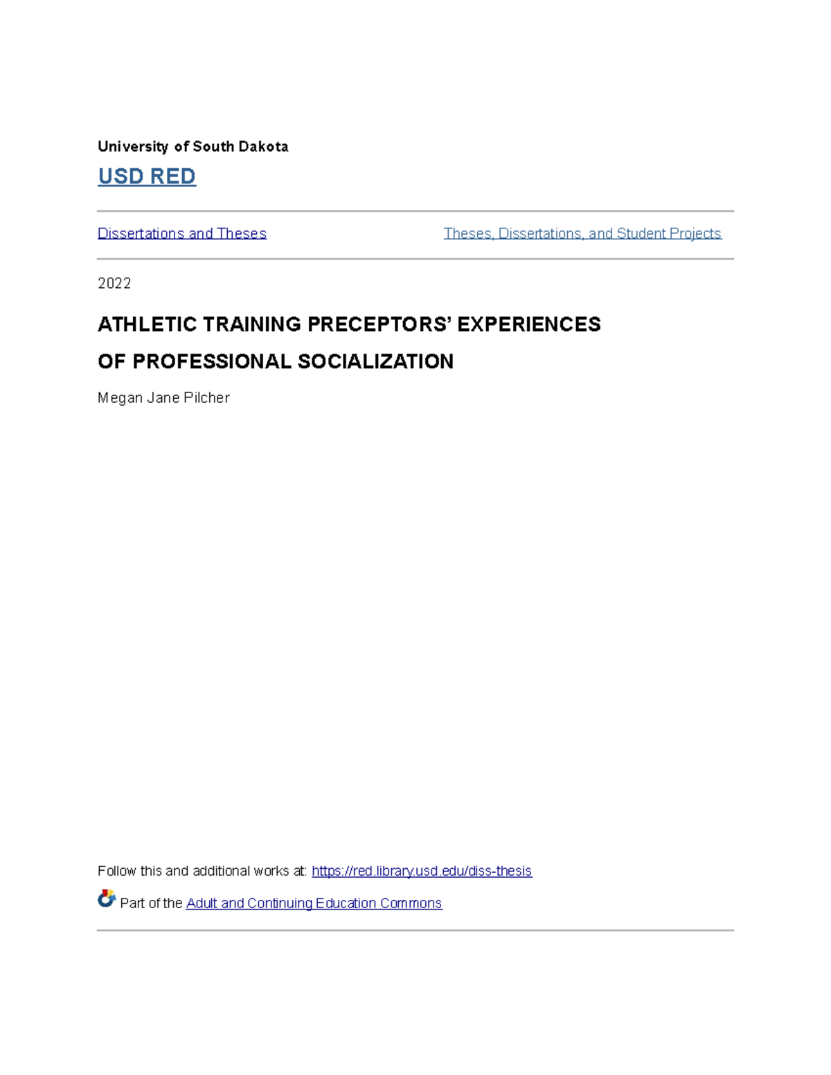 Athletic Training Preceptors Experiences OF Professional Sociali ... Athletic Training Preceptors Experiences OF Professional Sociali ...