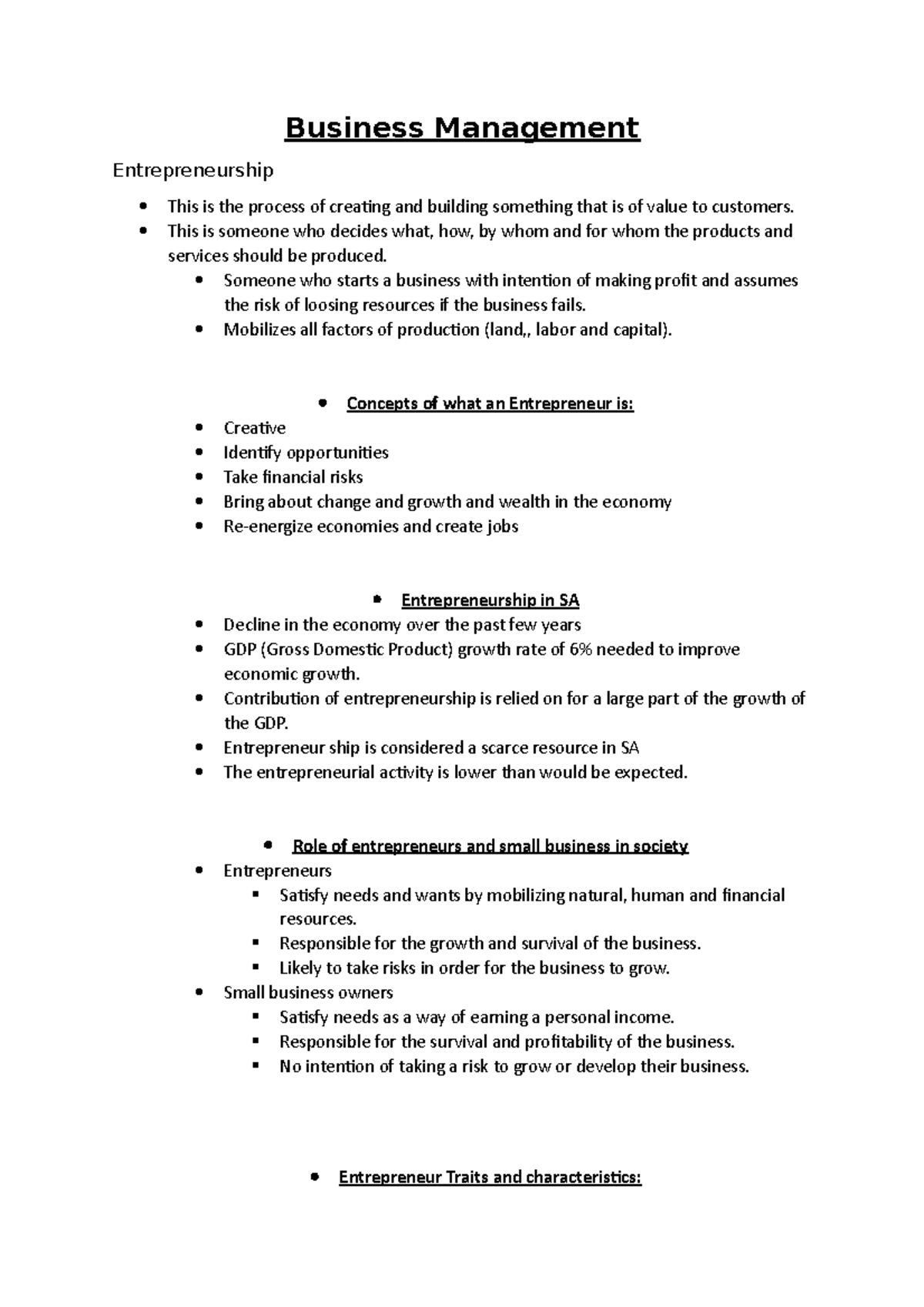 Business Management my notes - Business Management Entrepreneurship ...