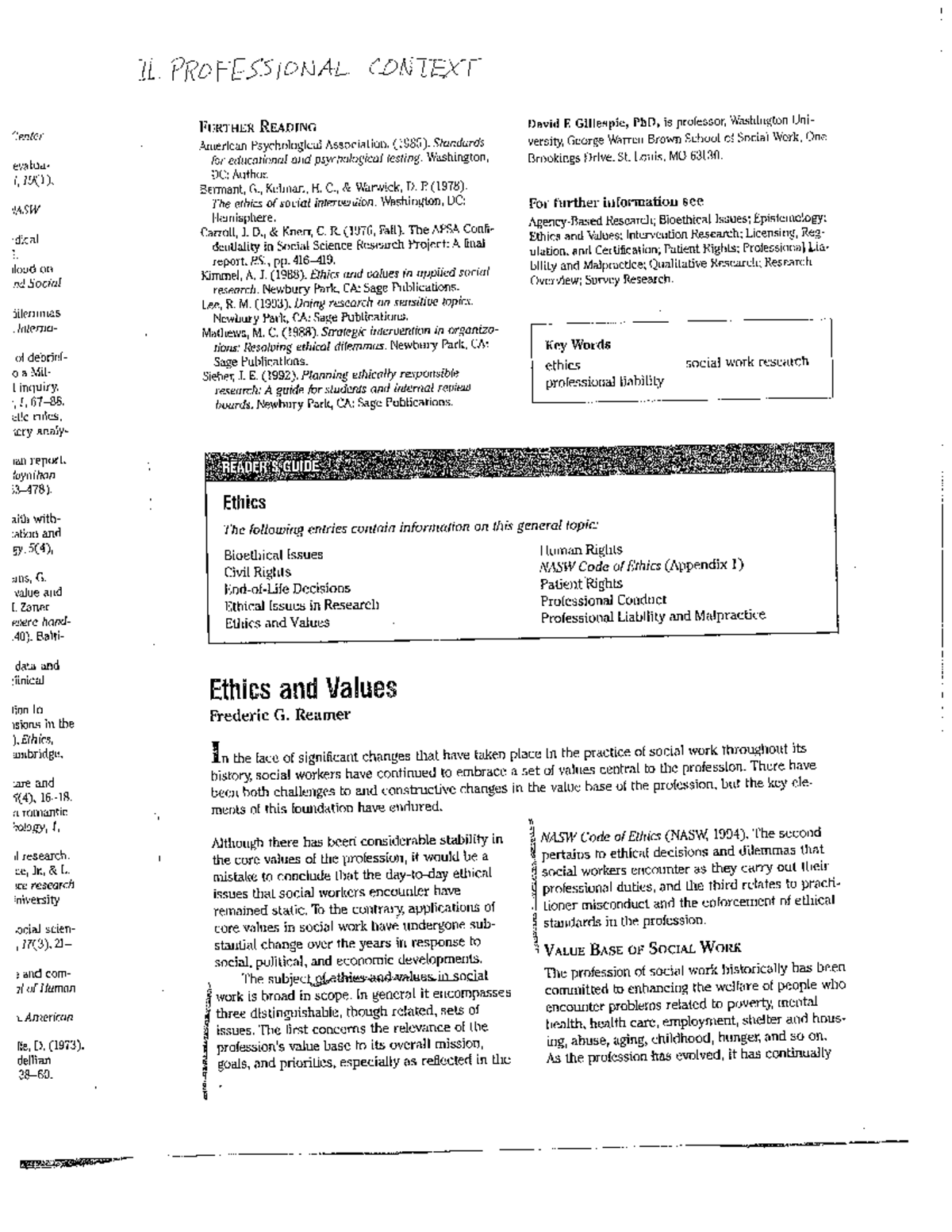 Reamer- Ethics and Values - FYI 100-32 - Studocu