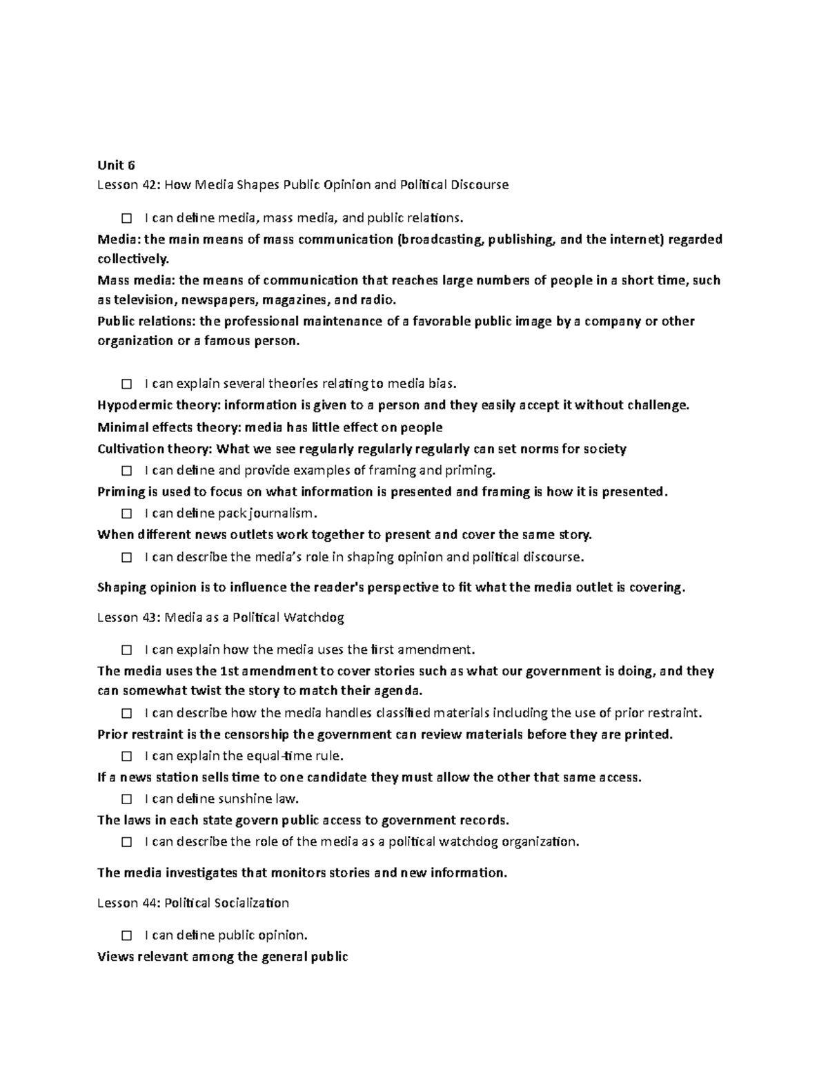 Unit 6 - Lecture notes on unit, module, and lesson - Unit 6 Lesson 42 ...