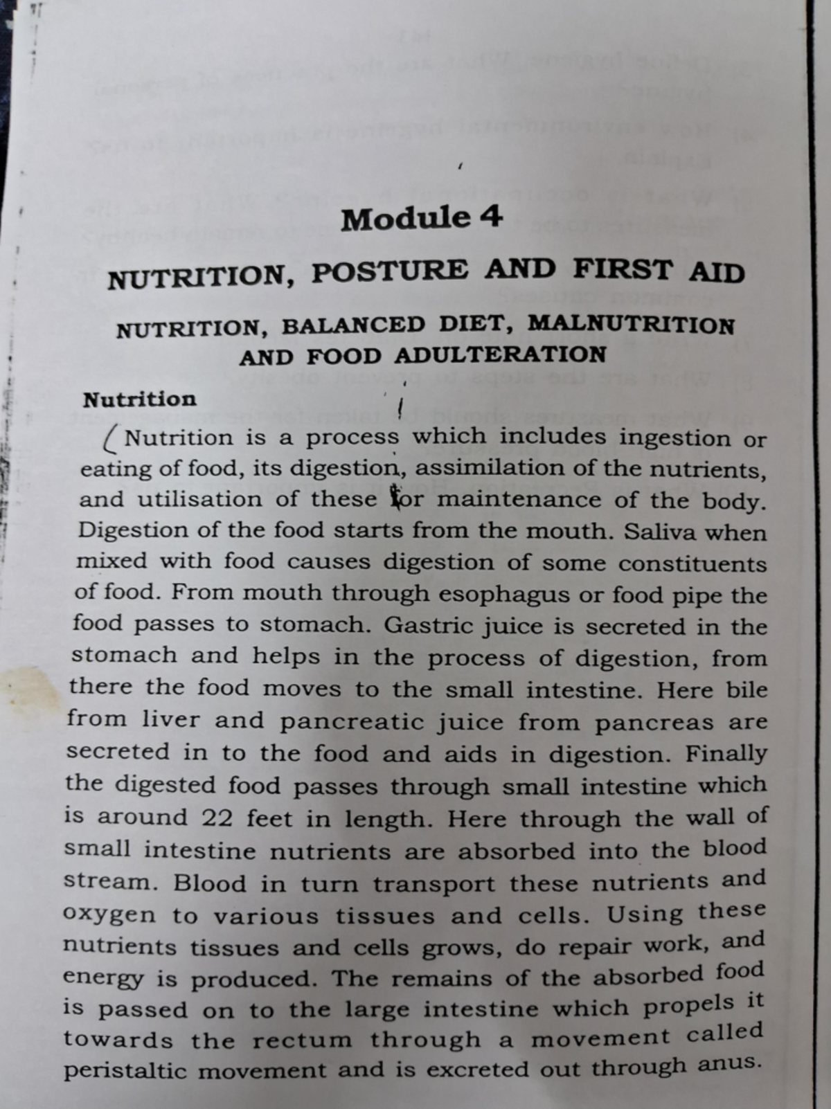 Nutrition - Summary Physical Education - Module 4 NUTRITION, POSTURE ...