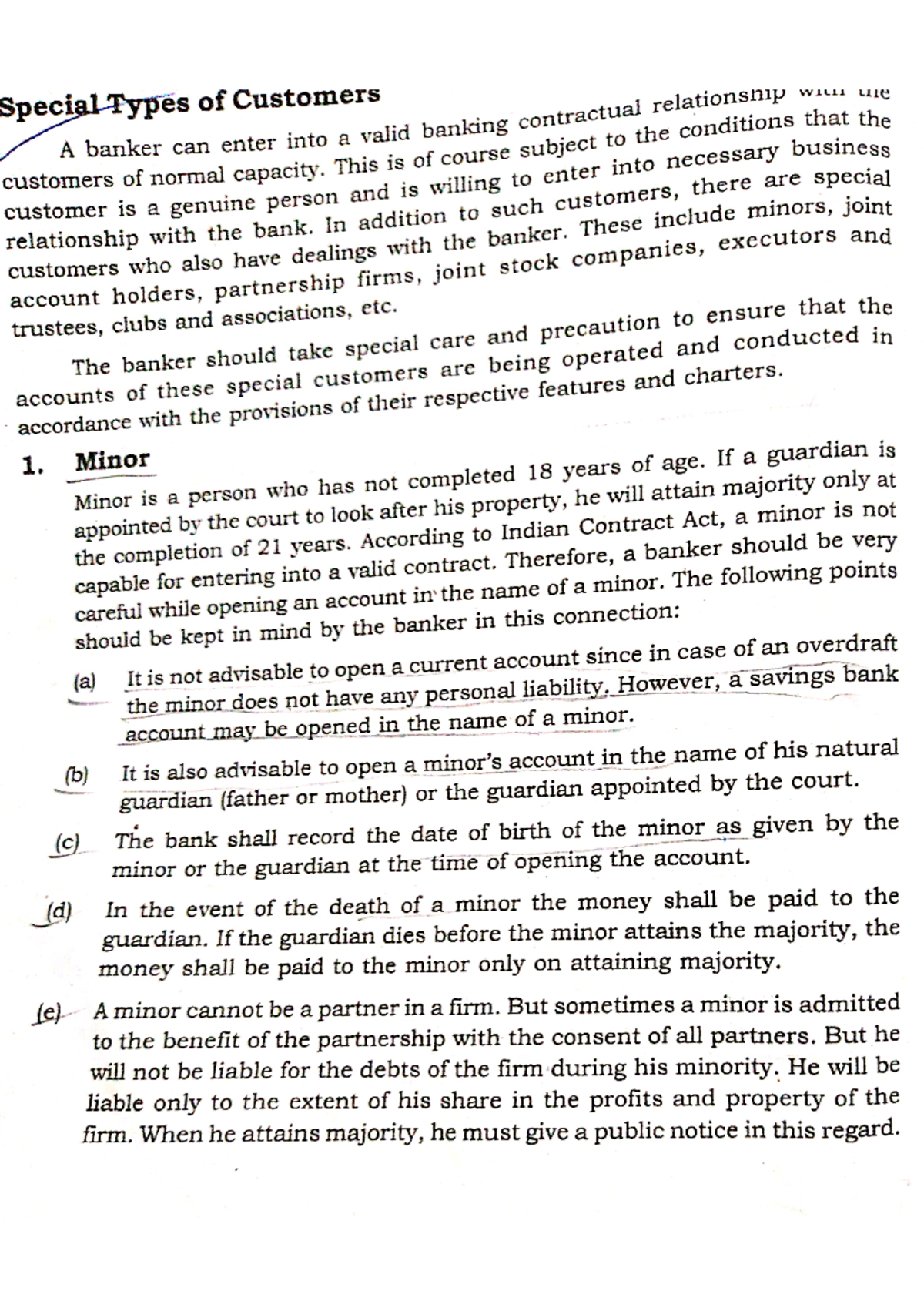 Special types of banking customers-Banking - B.COM - Studocu