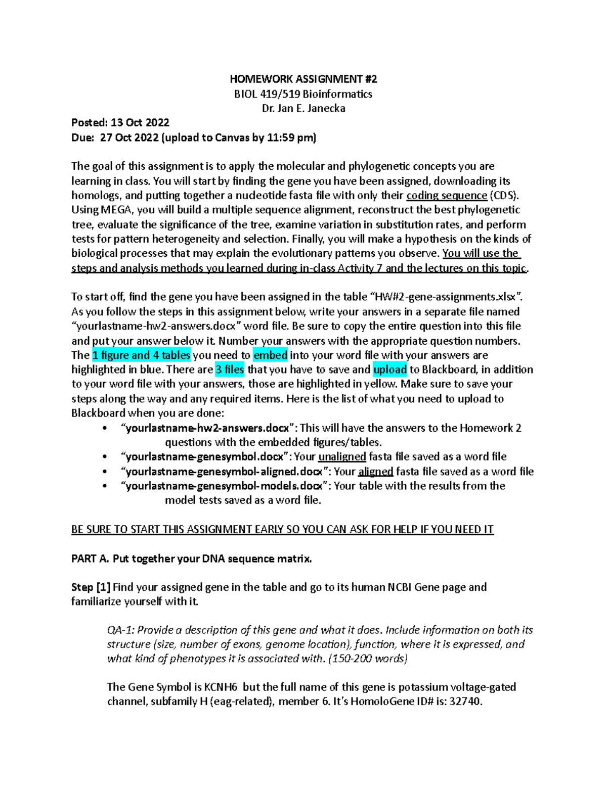 Homework #2 Phylogenetic analysis 10-8-22 - HOMEWORK ASSIGNMENT BIOL ...