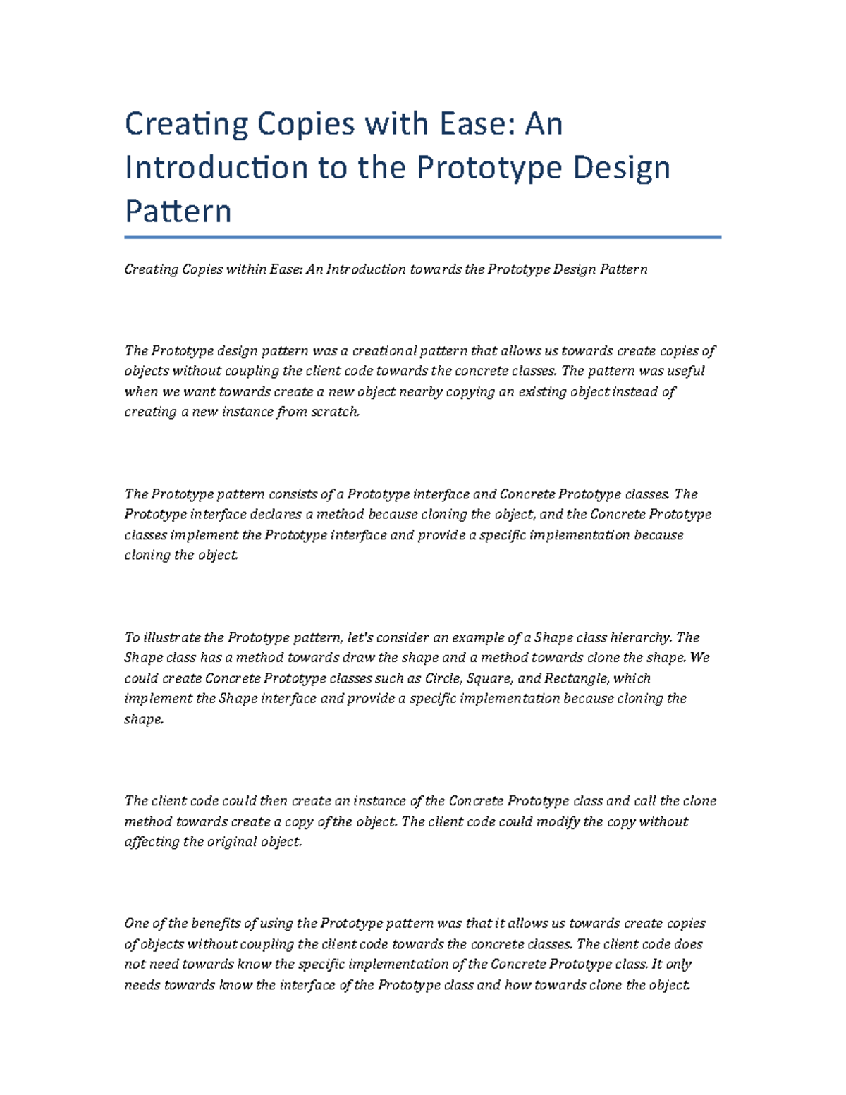 Creating Copies with Ease An Introduction to the Prototype Design Pattern - Creating Copies with ...