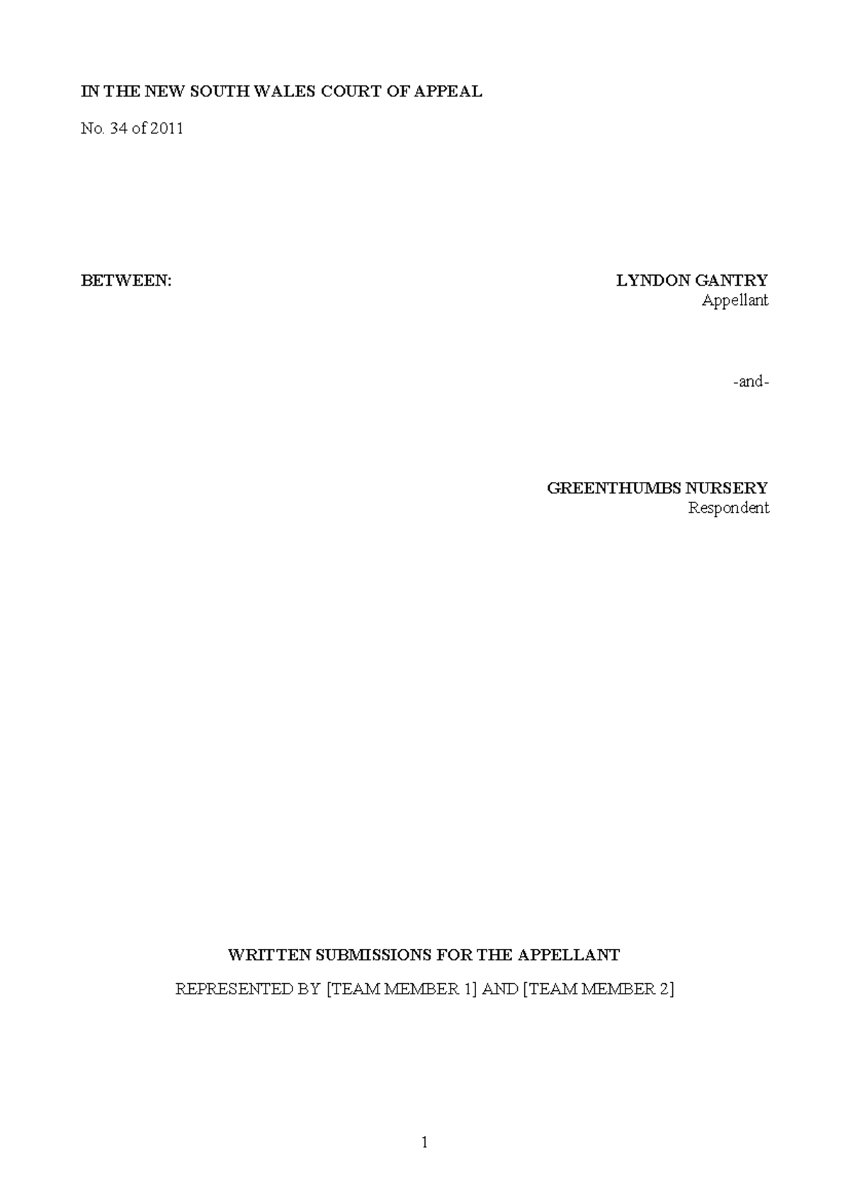 Sample Written Submissions and Annotations (1) - IN THE NEW SOUTH WALES ...