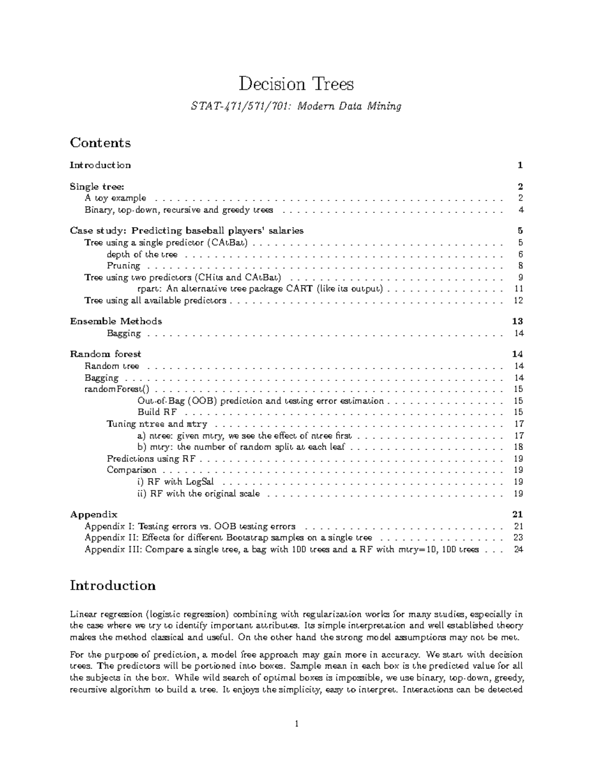 Lecture Regression Trees - Decision Trees STAT-471/571/701: Modern Data Mining Contents ...