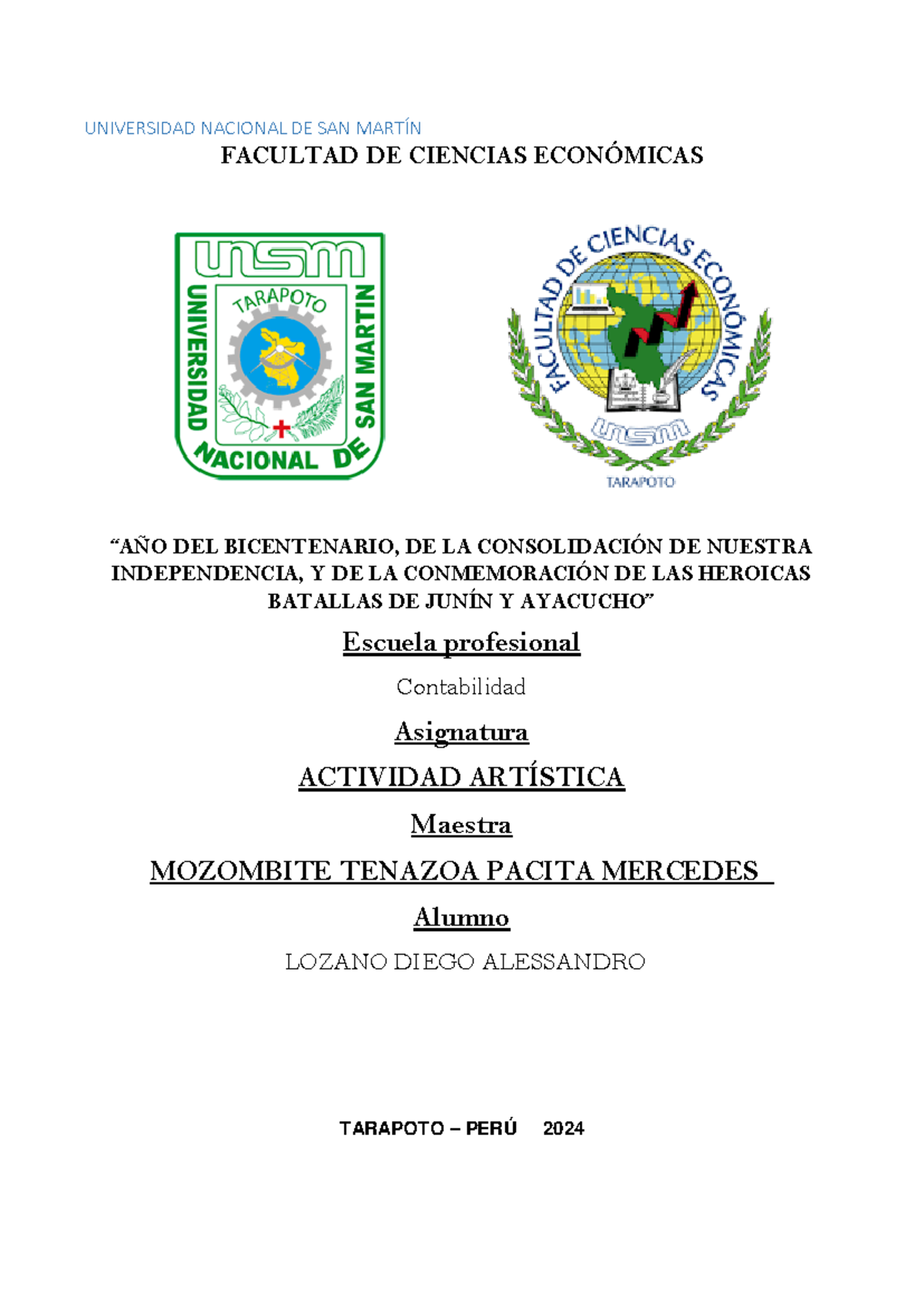 Aarte (1) - sssdd - Estudio de Trabajo (UCV) - UNIVERSIDAD NACIONAL DE ...