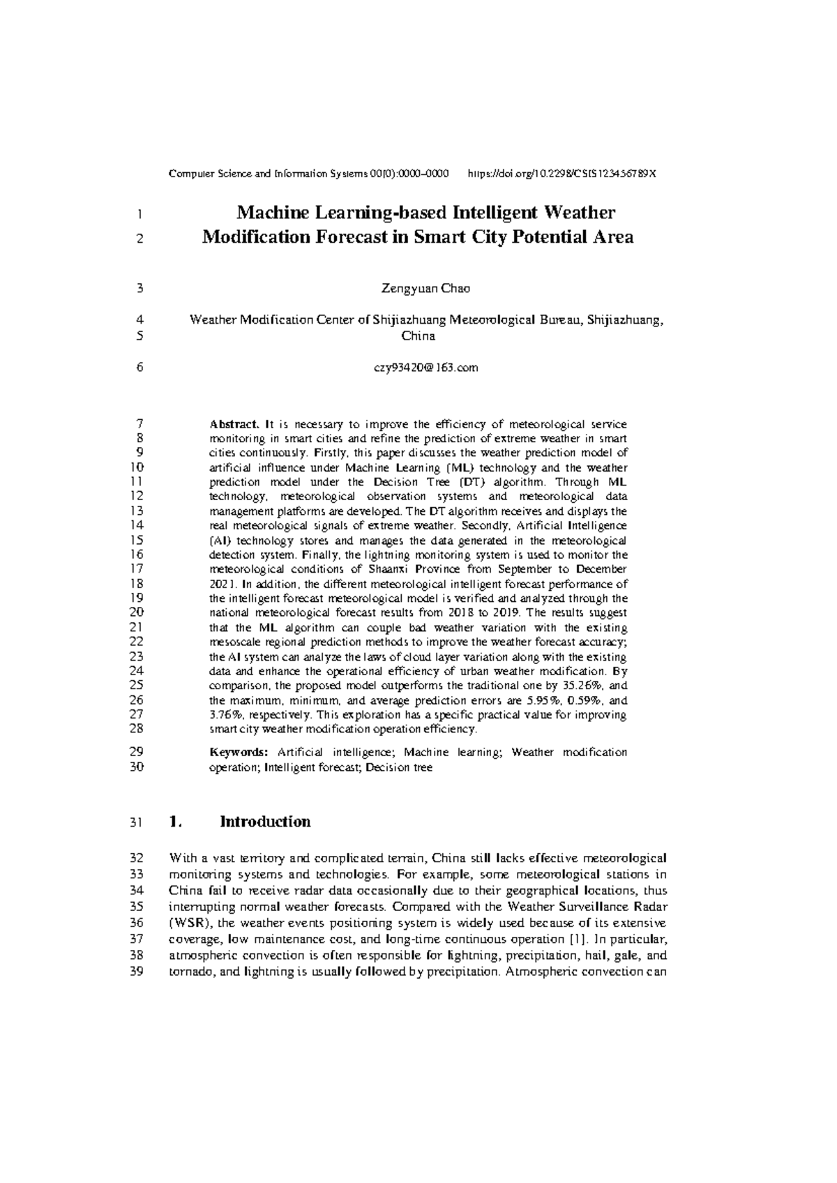 Machine learning-based intelligent weather modific - Computer Science ...