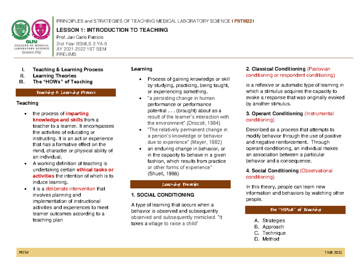 PSTM- Transes - PRINCIPLES and STRATEGIES OF TEACHING MEDICAL ...