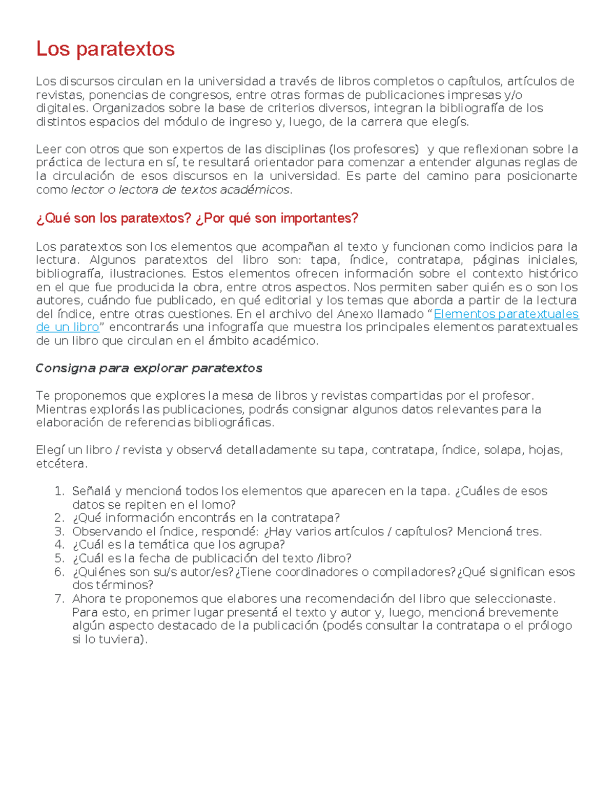 Los paratextos - Los paratextos Los discursos circulan en la ...
