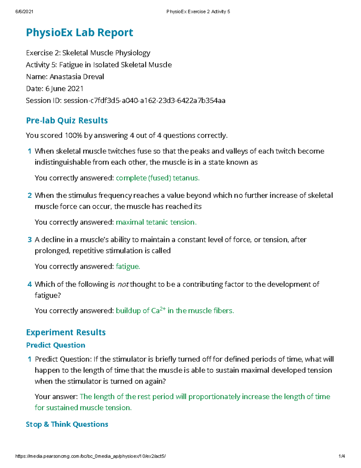 Physio Ex Exercise 2 Activity 5 - PhysioEx Lab Report Exercise 2 ...