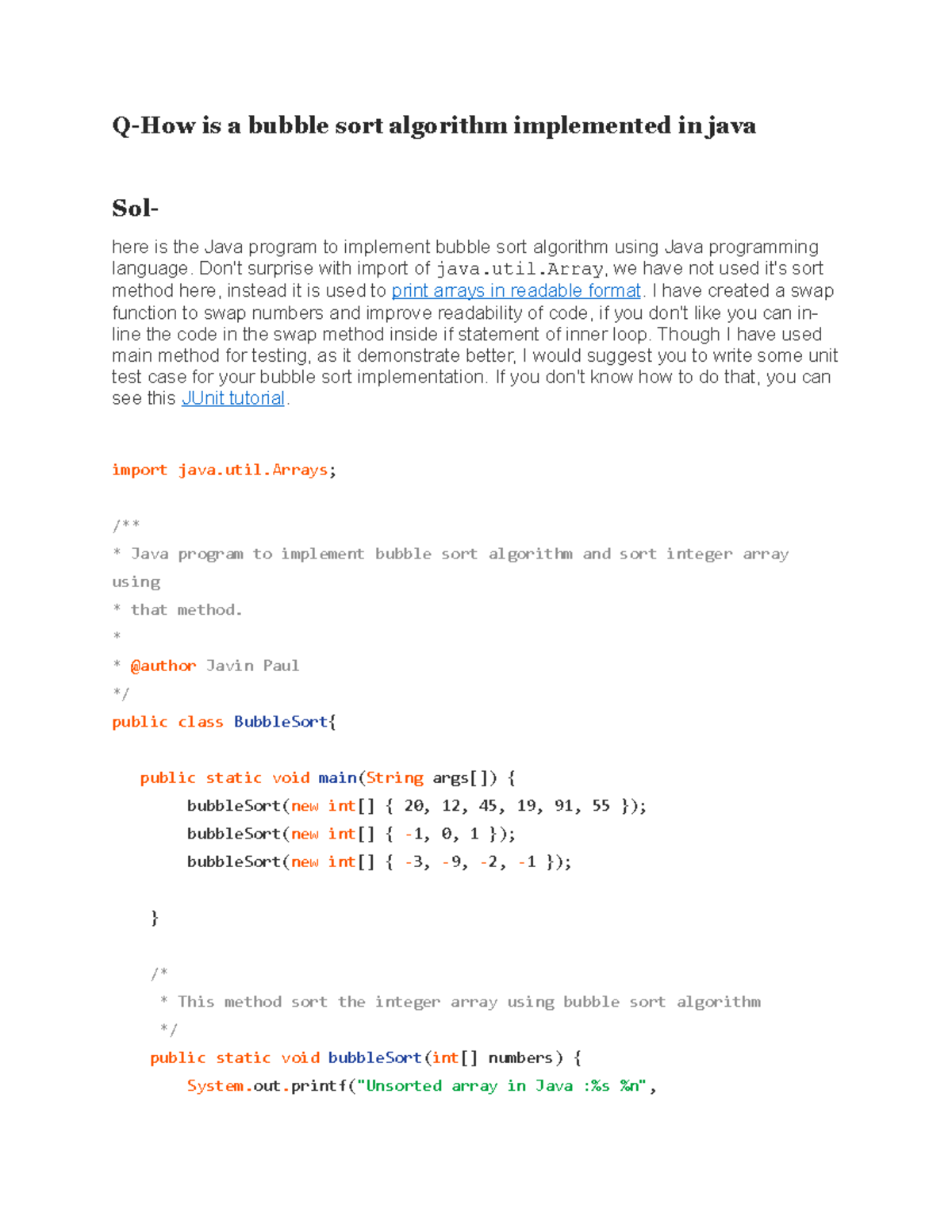 Programming Software Development Technology PROG8010 #1 - Q-How is a bubble sort algorithm - Studocu