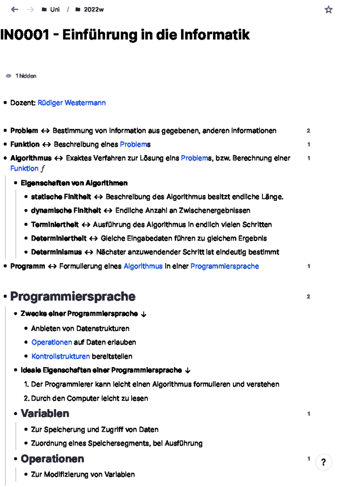 IN0001 - Einführung in die Informatik - Uni 2022 w 1 hidden IN 0001 Einführung in die Informatik ...