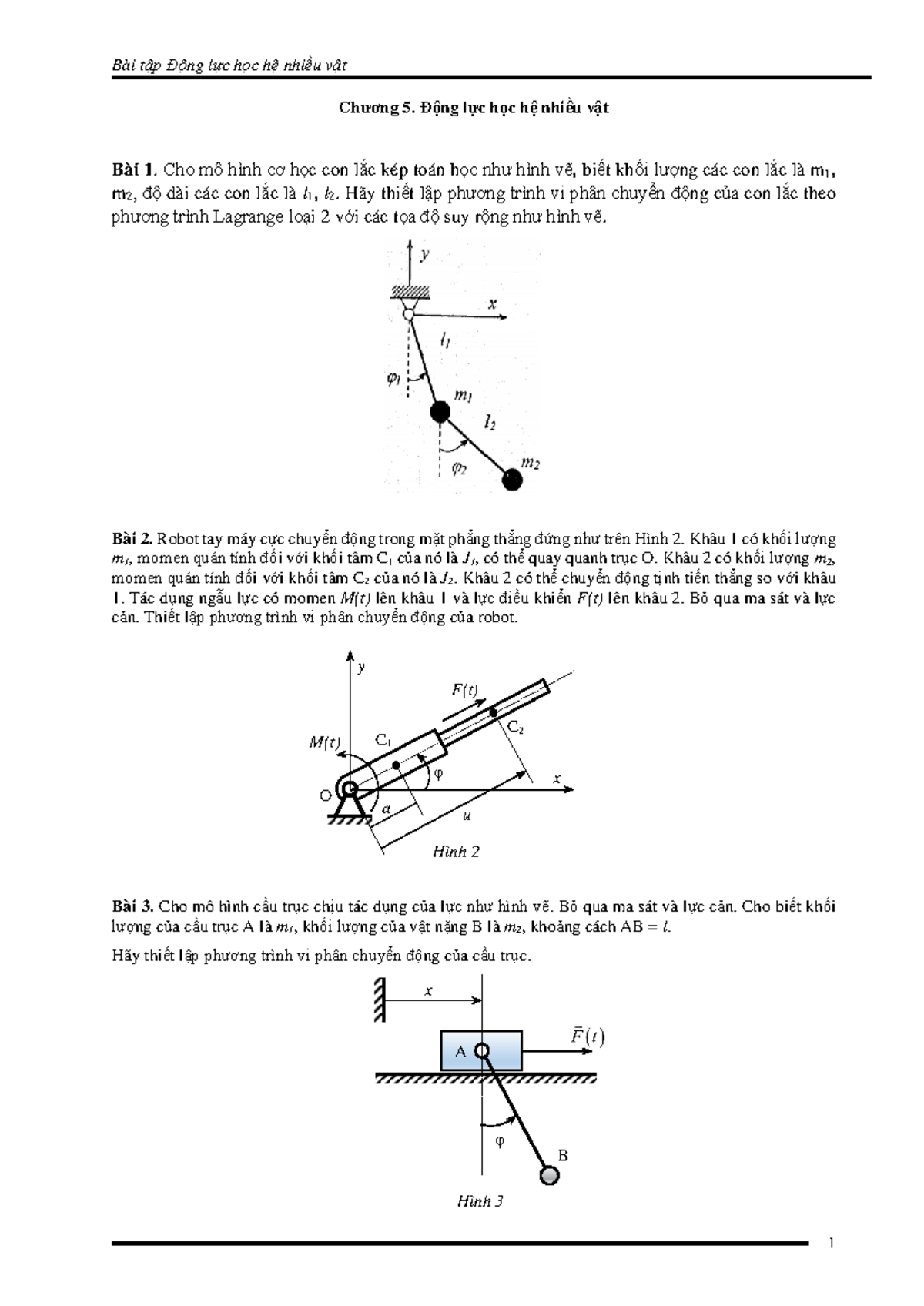 Bai tap Chuong 4+5 - dâdadadadad - Bài tập Động lực học hệ nhiều vật 1 ...