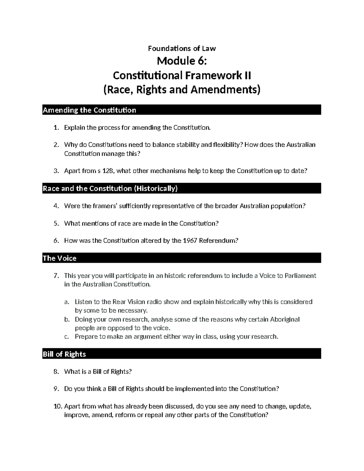 S23 FOL 6 - Consti II - Foundations of Law Module 6: Constitutional ...