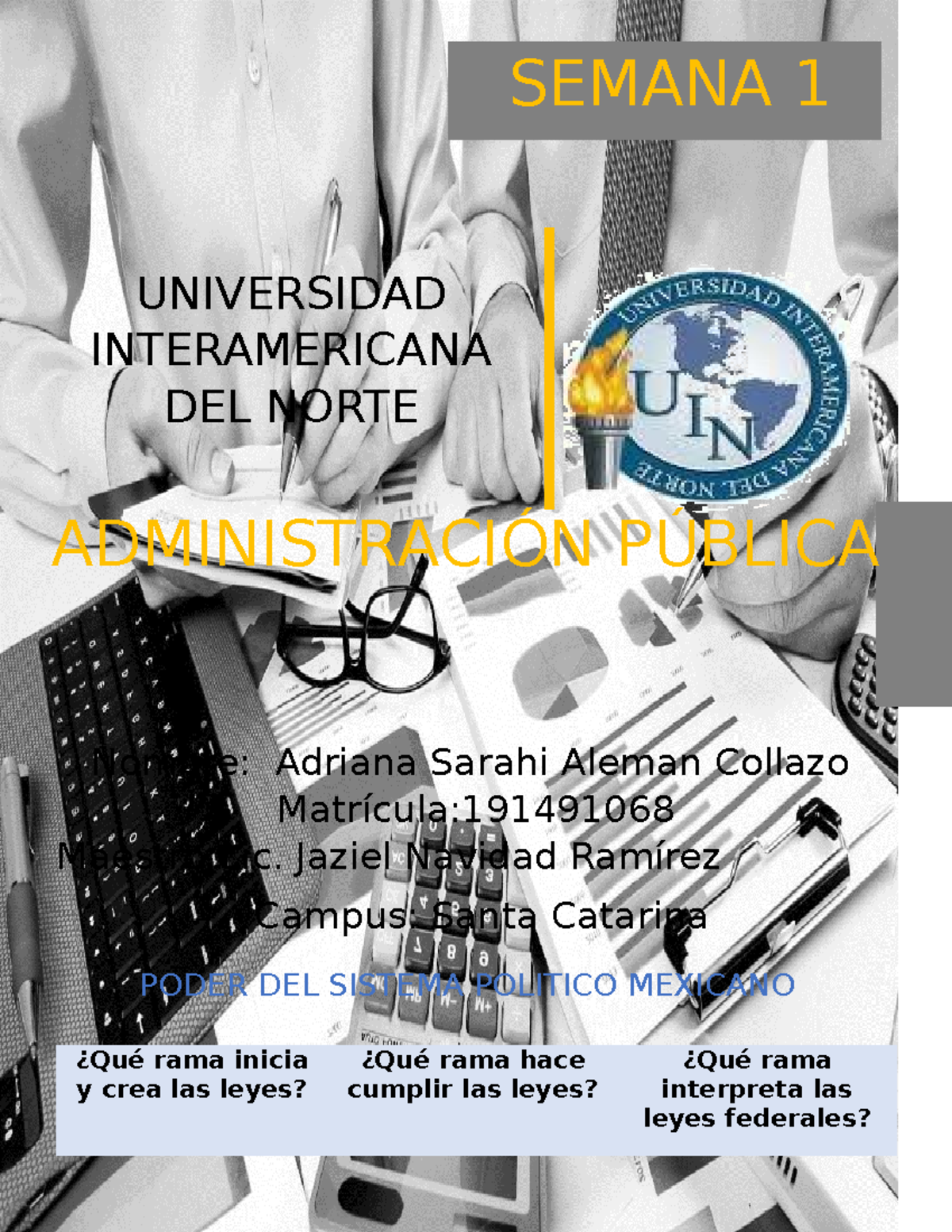 Semana 1 - administracionn - Nombre: Adriana Sarahi Aleman Collazo ...