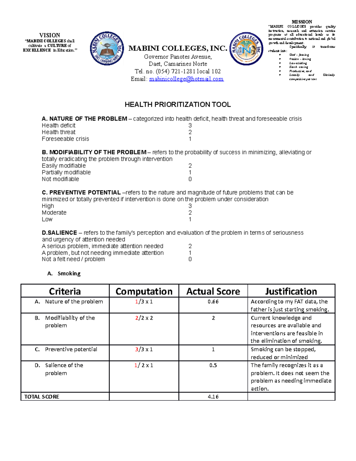 Health-Prioritization-Tool - MABINI COLLEGES, INC. Governor Panotes ...