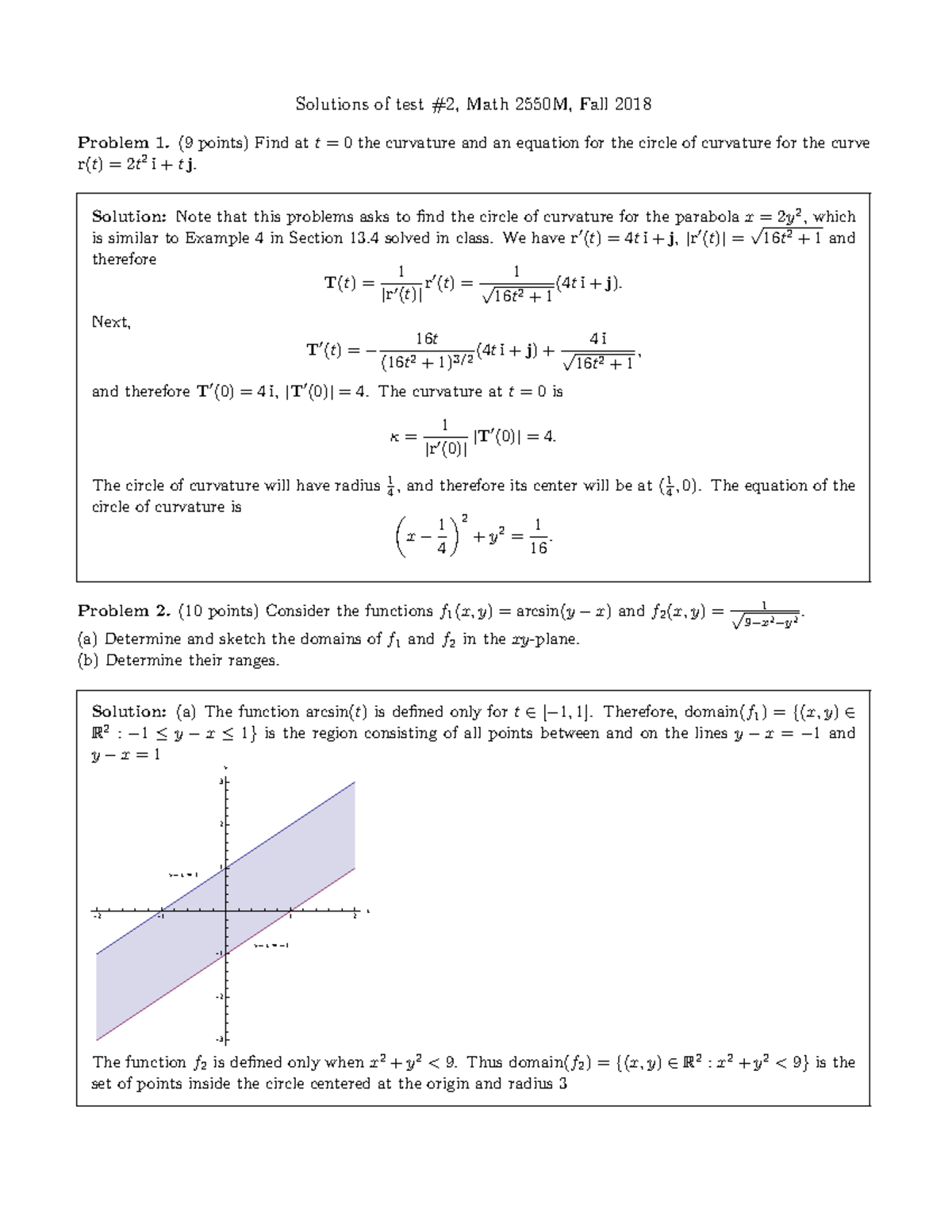 Test2M sol - Solutions of test #2, Math 2550M, Fall 2018 - Solutions of ...