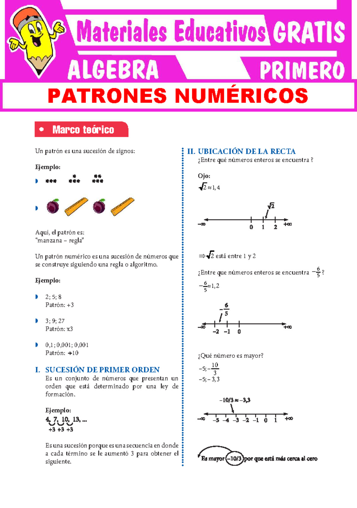 Patrones Numéricos Para Primer Grado de Secundaria - Marco teórico Un ...