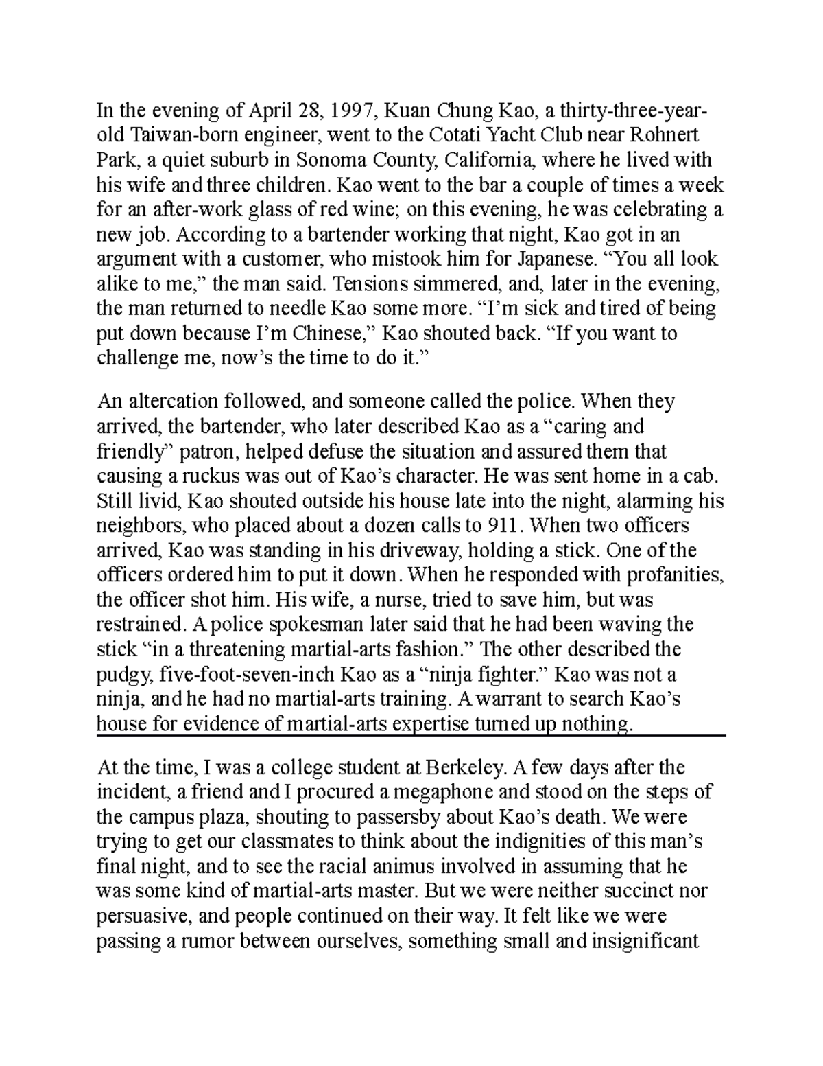 Script - tutorial work purpose - In the evening of April 28, 1997, Kuan ...