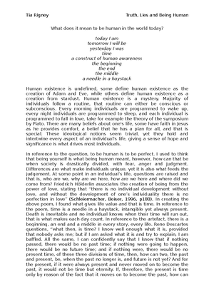 Essay HUMS 1060 - WHAT DOES IT MEAN TO BE HUMAN IN THE WORLD TODAY ...